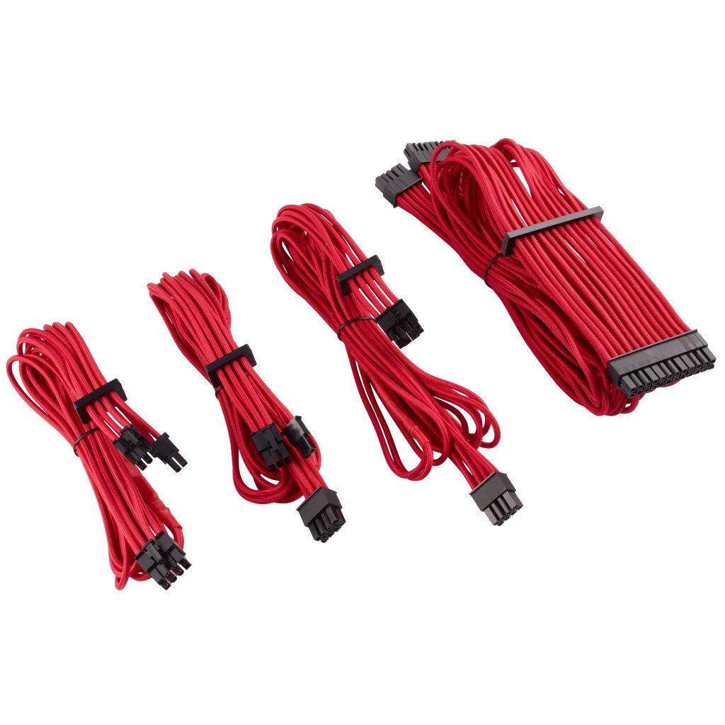 Corsair Individually Sleeved PSU Cables Starter Kit Type 4 Gen 4 - Red ...