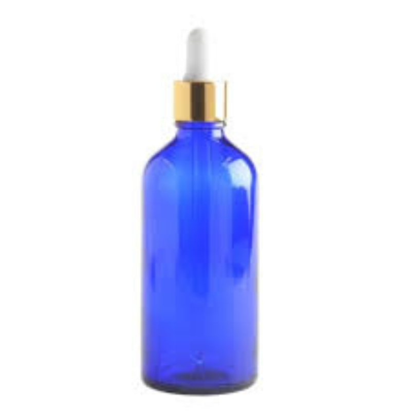 50 x 100ml Blue Serum Glass Bottles with Gold + White dropper | Shop ...