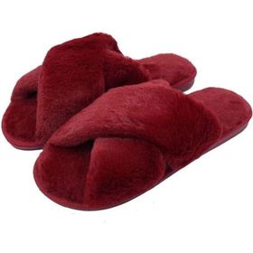 Women Plush Fur Slippers-Maroon | Shop Today. Get it Tomorrow ...