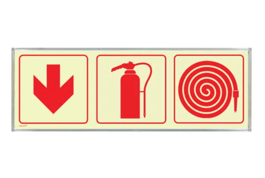 Fire Emergency Signage Down Arrow Point to Extinguisher and Hose | Shop ...