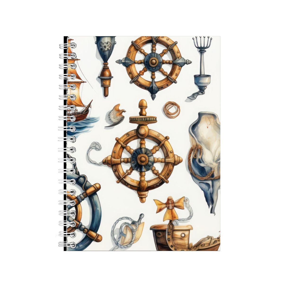 Nautical10 A5 Notebook Spiral Lined Trendy Nautical Graphic Notepad ...
