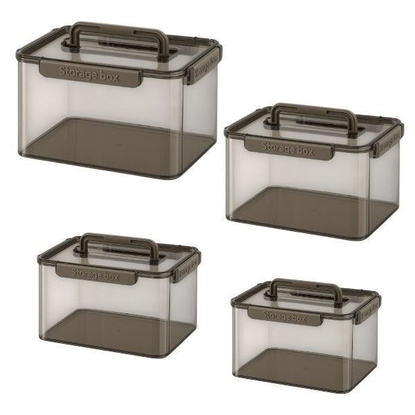 4-Pack Grey Transparent Storage Box Set- Extra Large, Large, Medium ...