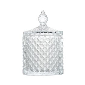 Mini Bold & Wide Decorative Crystal Glass Candy Jar With Lid - 13cm ...