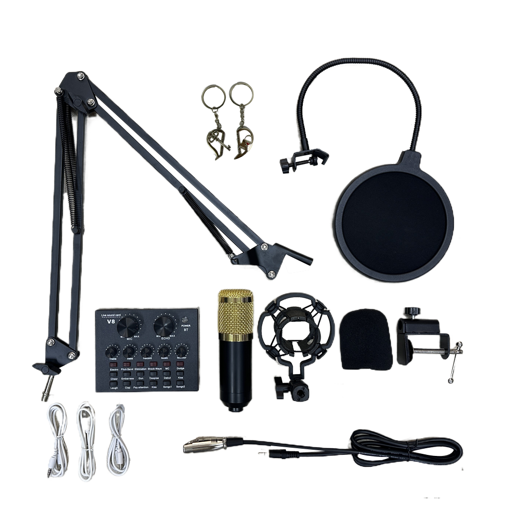 Microphone Kit with V8 Live Sound Card +free key Chain | Shop Today ...