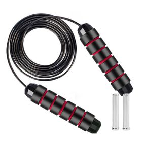 Weighted Jumping Skipping Rope Adjustable With 420g Bearing Burning Fit ...