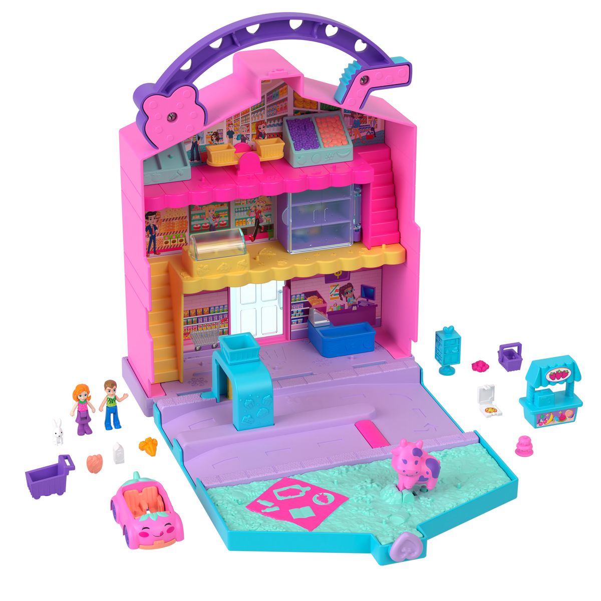 Polly Pocket Pollyville Fresh Market With 2 Micro Dolls And Accessories ...