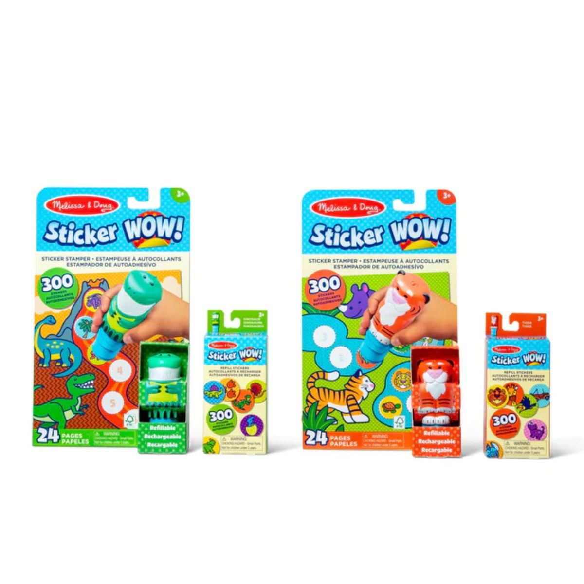 Melissa & Doug Sticker WOW! Dinosaur and Tiger Bundle - 1200 stickers ...