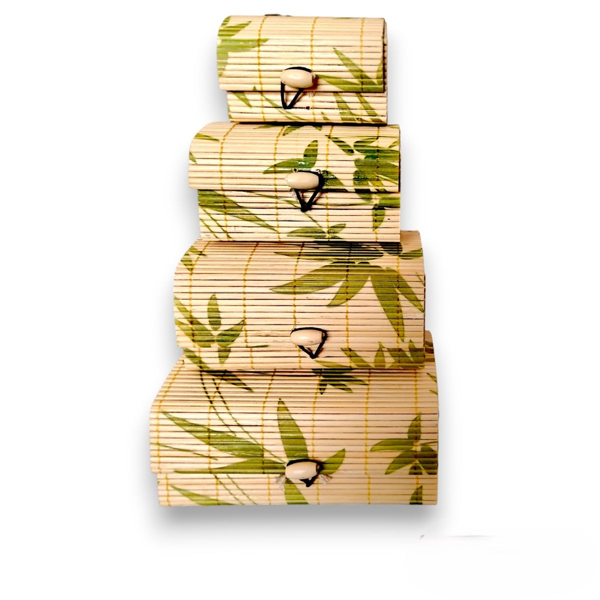 Compact Trunk Shaped Woven Bamboo Jewellery - Gift Box Set - 4 Piece ...