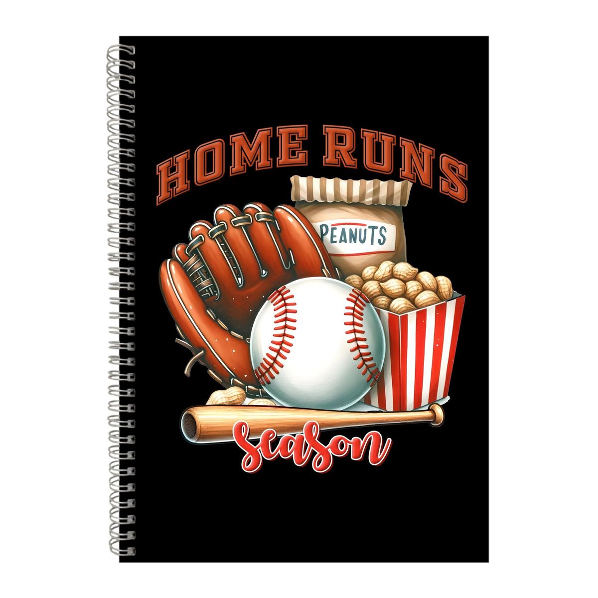 Home Run A4 Notebook Spiral Lined Baseball Graphic Softball Notepad ...
