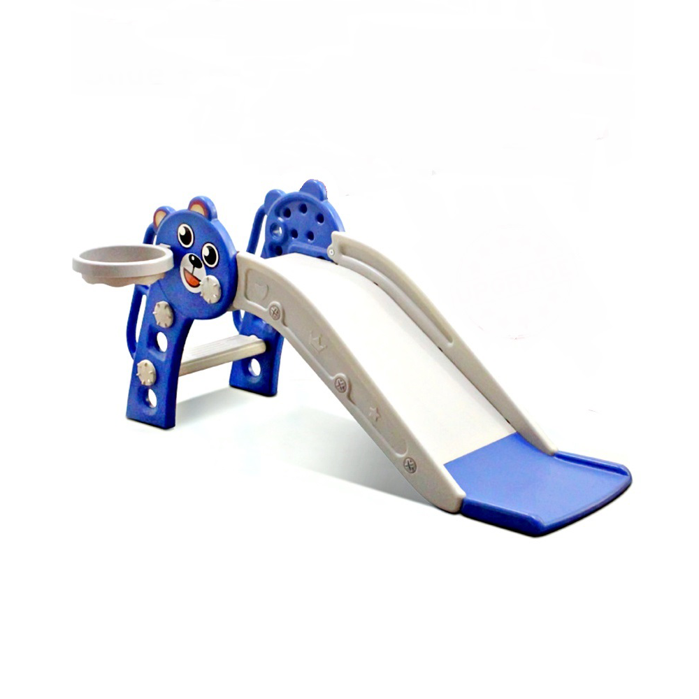 Blue and White Outdoor Indoor Playground Slide With Basketball Hoop ...