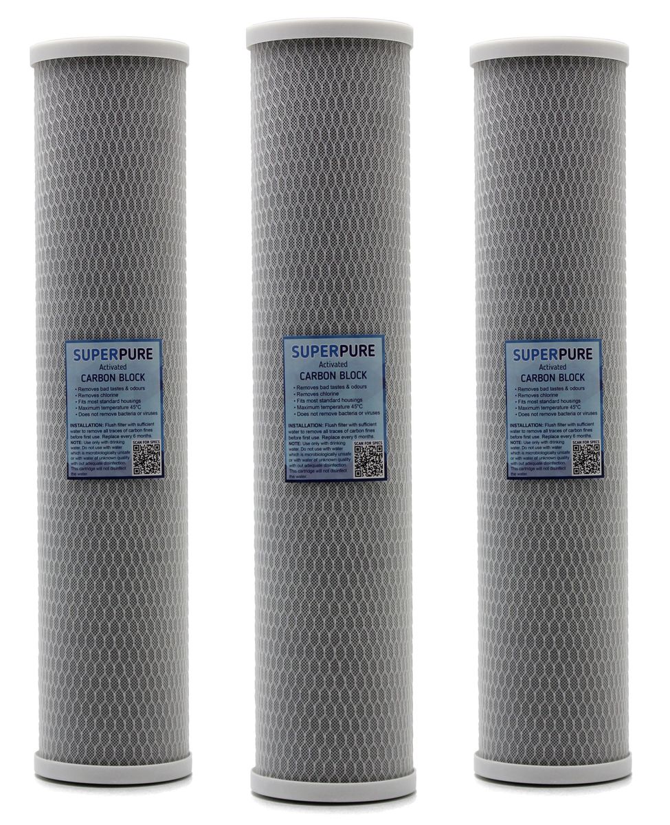SUPERPURE 20 inch Big Blue Activated Carbon Block CTO Water Filter (3 ...