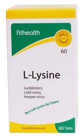 Fithealth - L-Lysine to Treat Various Skin Conditions - 60 Tablets ...