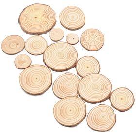 Round Craft Unfinished Wood Slices Circles With Tree Bark Set of 16 ...