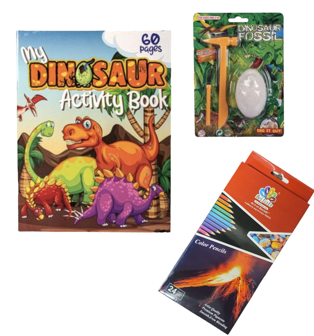 Dinosaur Colouring book with Dinosaur Fossil Egg with 24 Colouring ...
