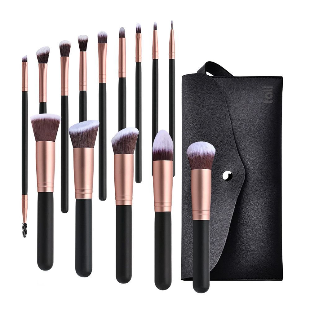 TALI 14 Piece Makeup Brush Set- Black and Matt Rose Gold | Shop Today ...