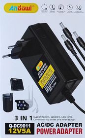 Andowl 3 in 1 Power Adapter 12V 5A Universal Power Supply Charger ...