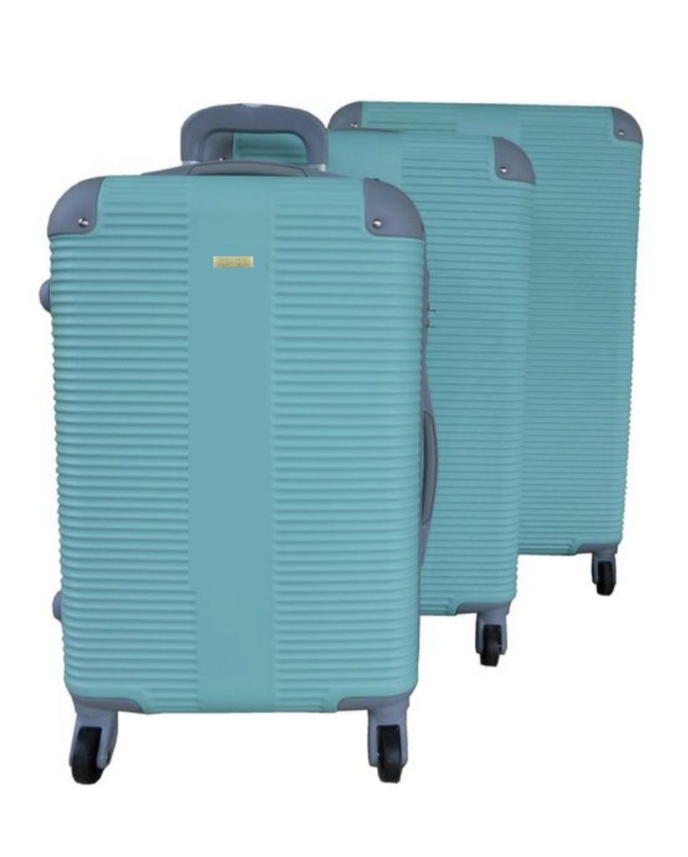 Ace - 3 Piece Quality Hard Outer Shell Protected Luggage Set - Sky Blue ...