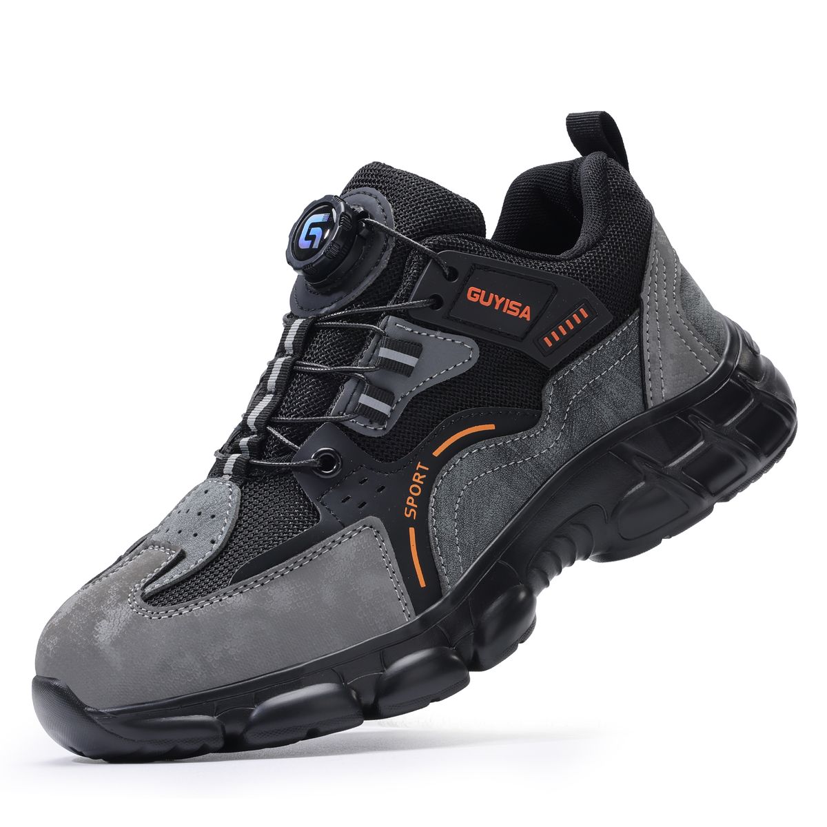 GUYISA Safety Shoes-Steel Toe, Air Cushion Work Sneakers with Rotary ...
