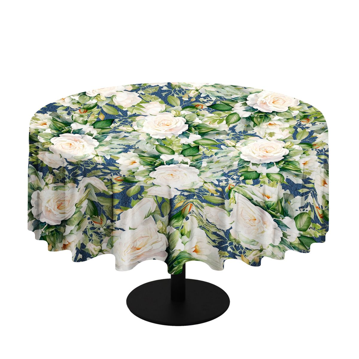 White Rose on Navy Round Tablecloth | Shop Today. Get it Tomorrow ...