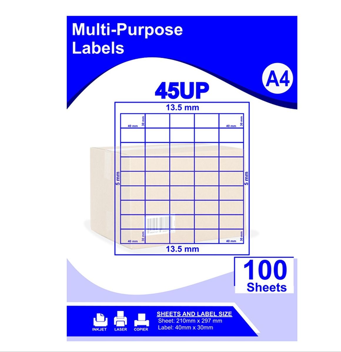 45 up / 45up A4 - 100 Sheets Barcode Self Adhesive Label | Shop Today ...
