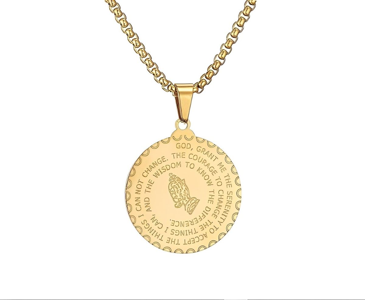 Serenity Prayer Chain with Praying Hands Pendant Lords Prayer Bible ...