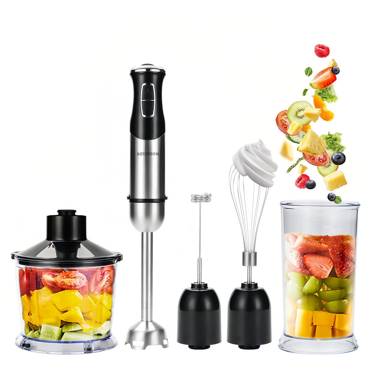 5-in-1 Stick Blender Hand Blender Set 1000W Powerful for Baby Food ...