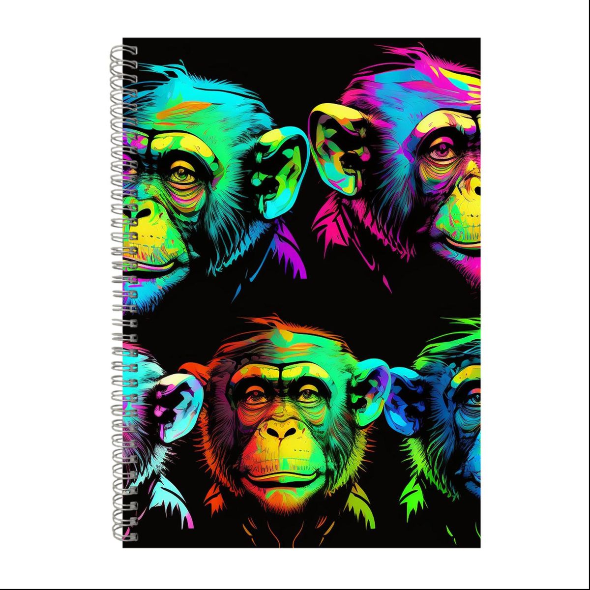 Neon Rainbow Splatter Monkey Set Gift Idea A4 Notepad 211 | Shop Today ...