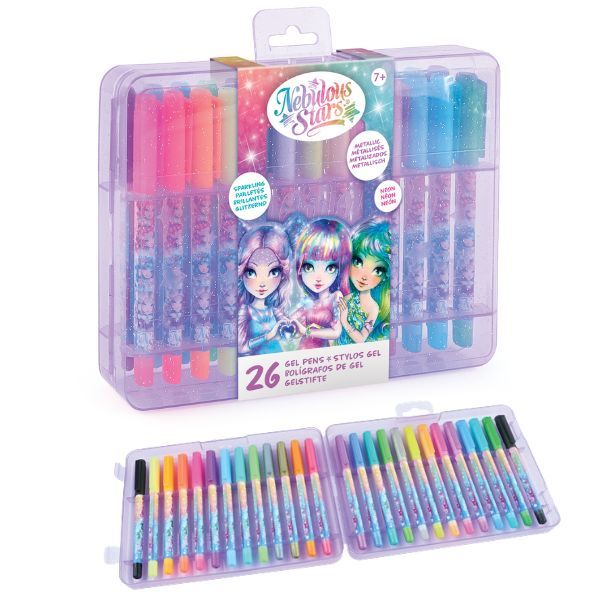Nebulous Stars Gel Pens 26 pc & Storage Case - Neon, Metallic & Glitter ...