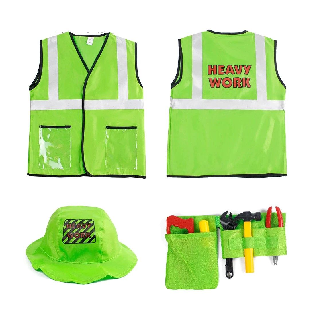 Construction Worker Role Play Costume Set with Tools - Green | Shop ...