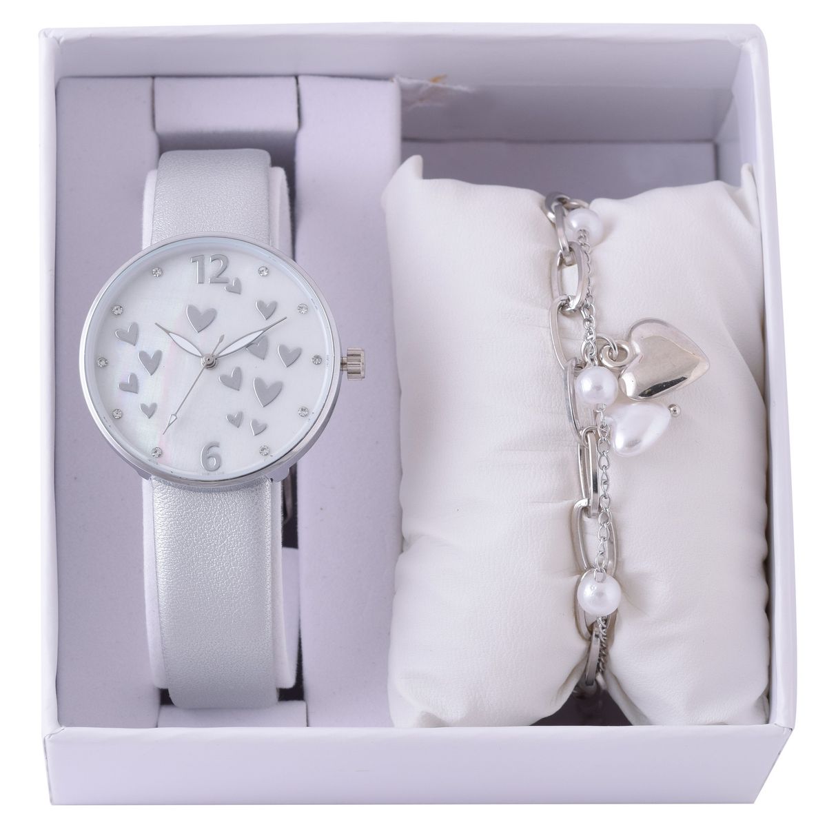 Digitime Emily Watch & Pearl Heart Bracelet Set | Shop Today. Get it ...