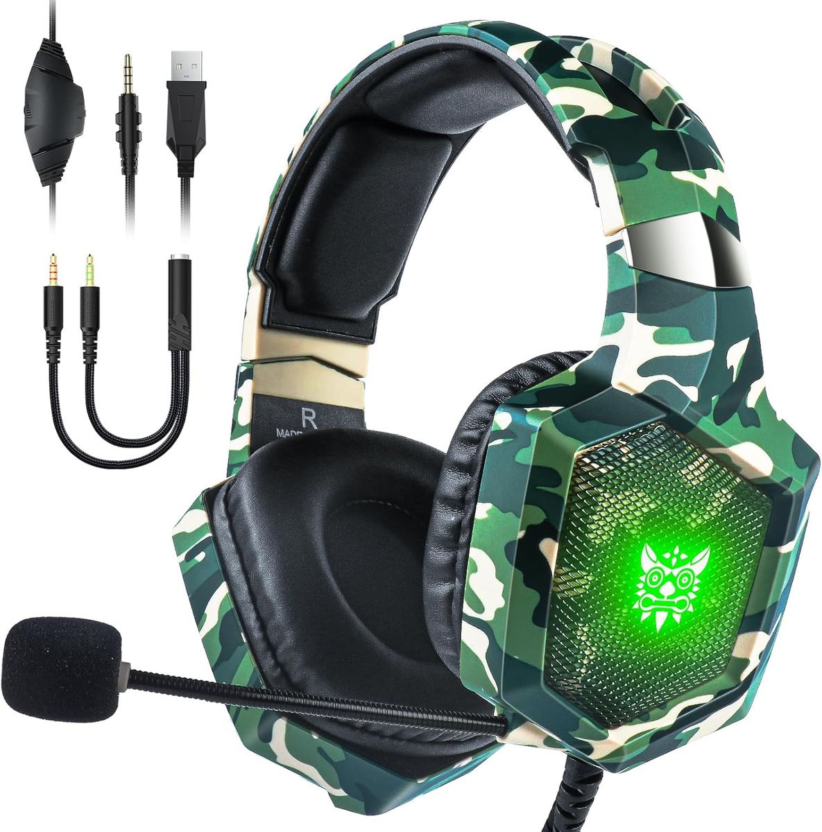 Gaming Headset with Microphone LED Colorful Lights 7.1 Surround Sound ...