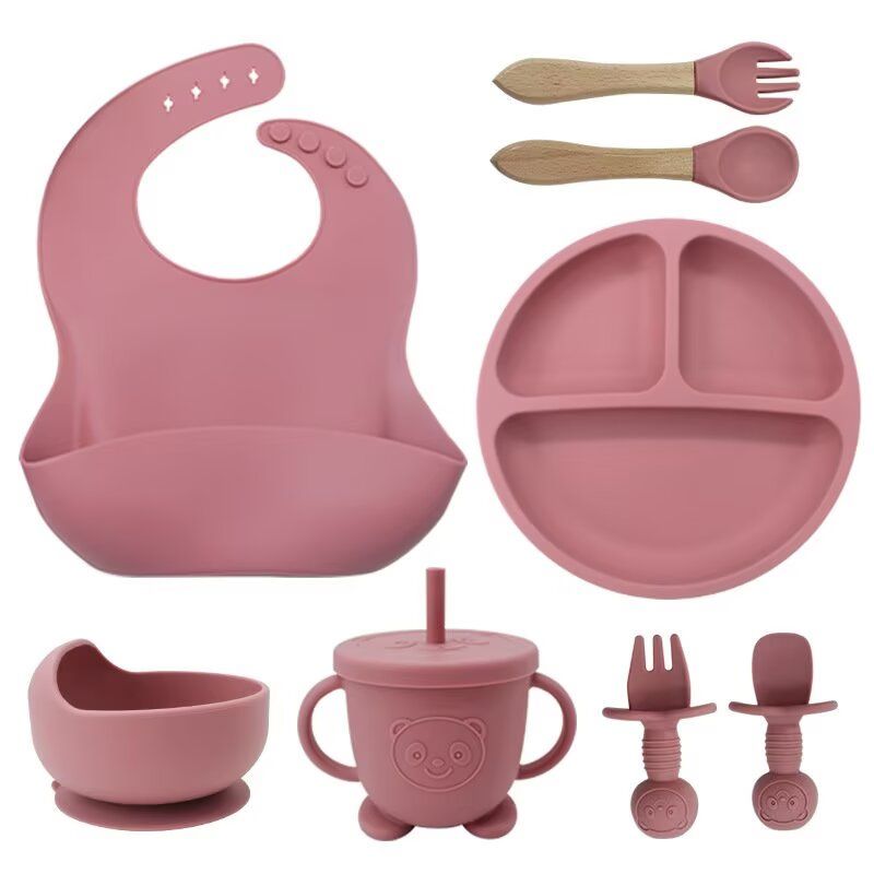 Silicone Baby Feeding Set/Baby Eating Utensils/Self-Feeding Plate ...