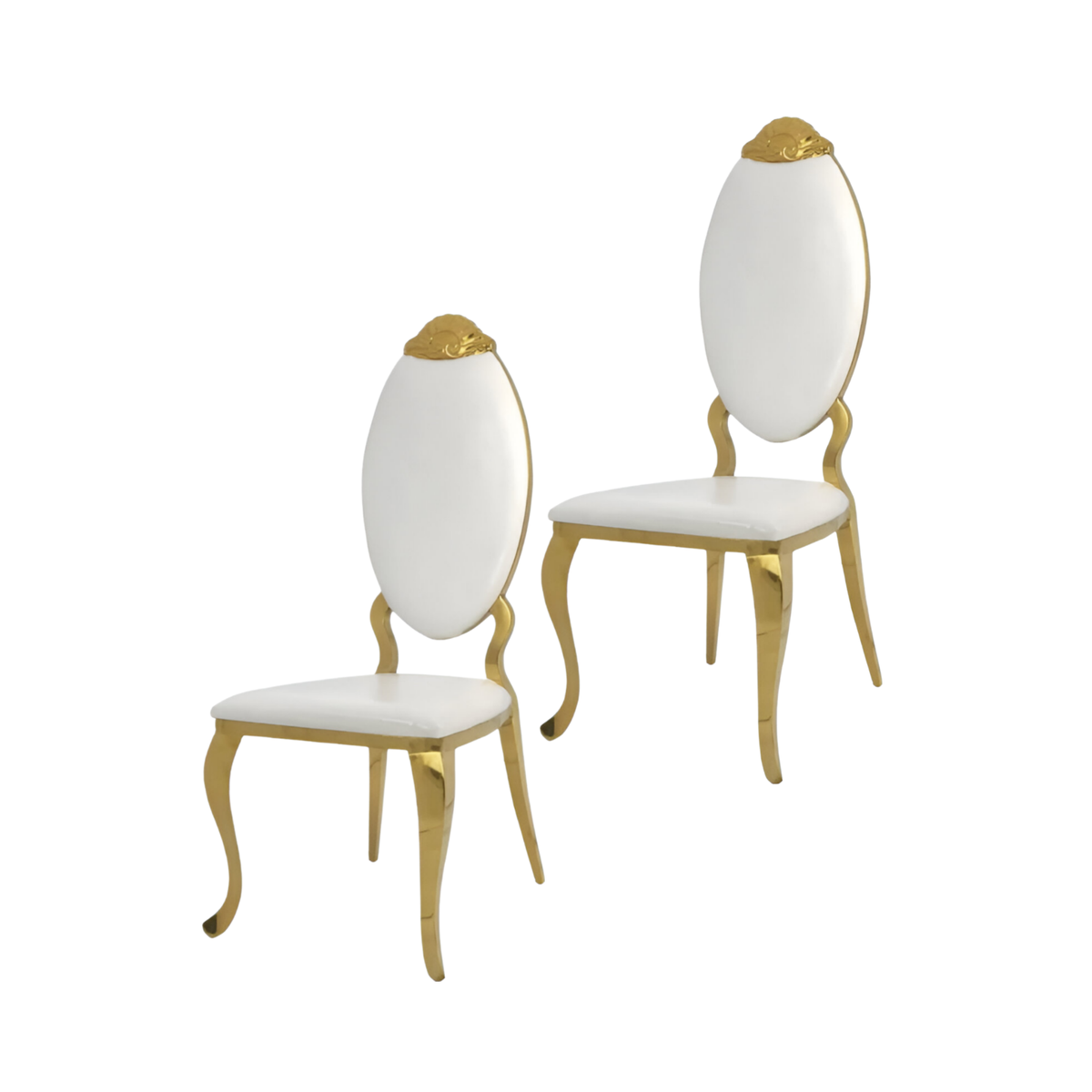 Set Of 2 Multi-Functional White Elegant Event Wedding Dining Chairs ...