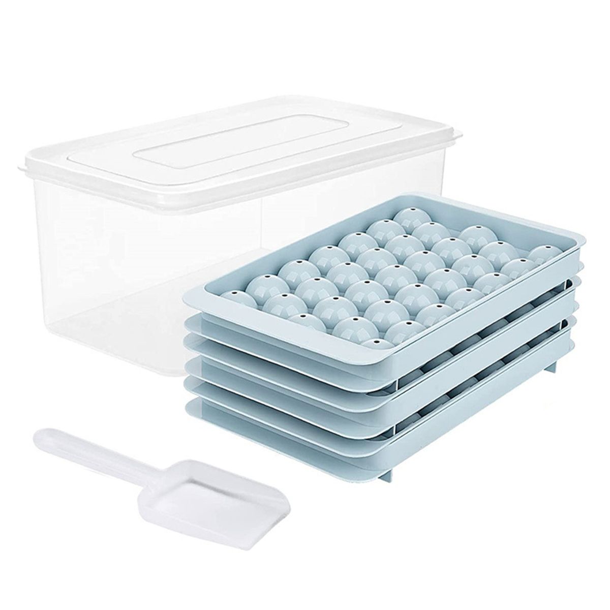 3-layer Spherical Ice Cube Mold Set, with Scoop and Box, Making Ice ...