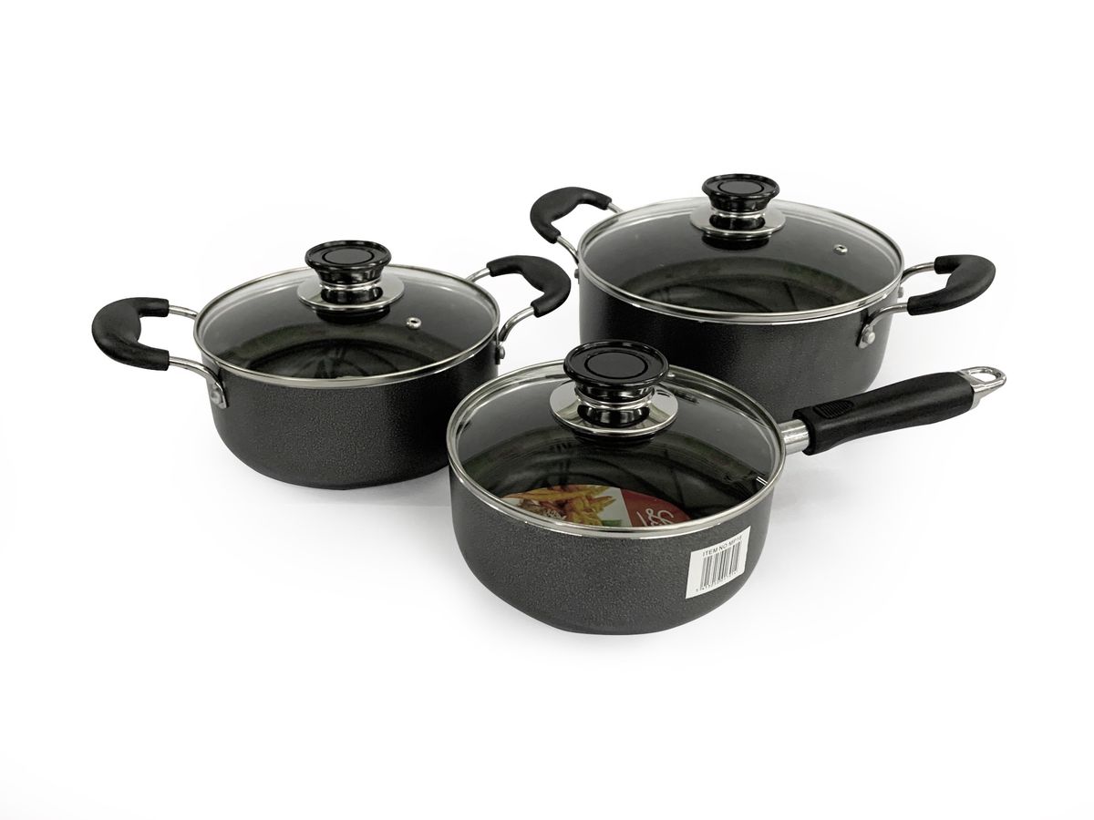 Real Chef Non Stick Casserole Pots and Sauce Pan Combo 6 Piece Set ...
