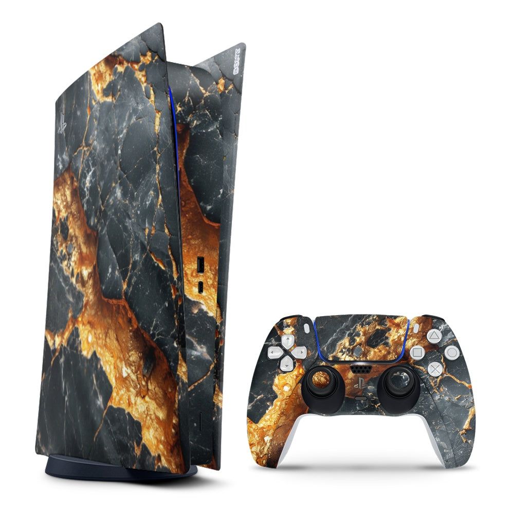 SkinNit Console Sticker for PS5 - Carbon Stone Gold (Sticker Only ...