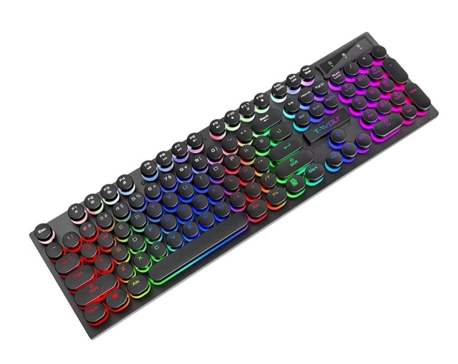 104 Round Keys Rainbow Backlit USB Gaming Keyboard T80 | Shop Today ...
