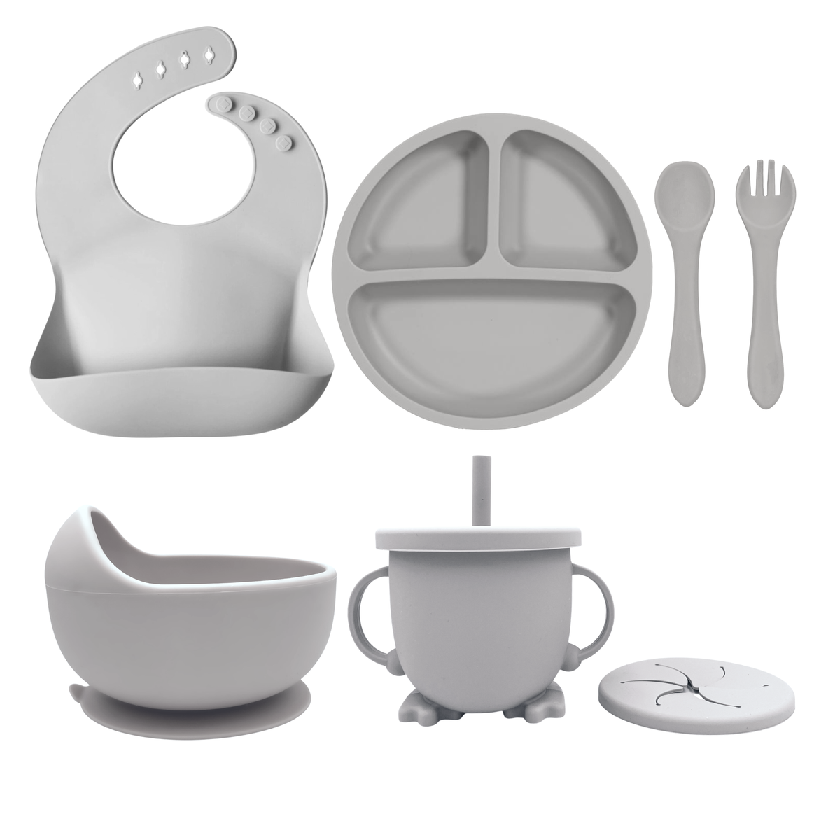 8-Piece Baby & Toddler Silicone Feeding Set - Grey | Shop Today. Get it ...