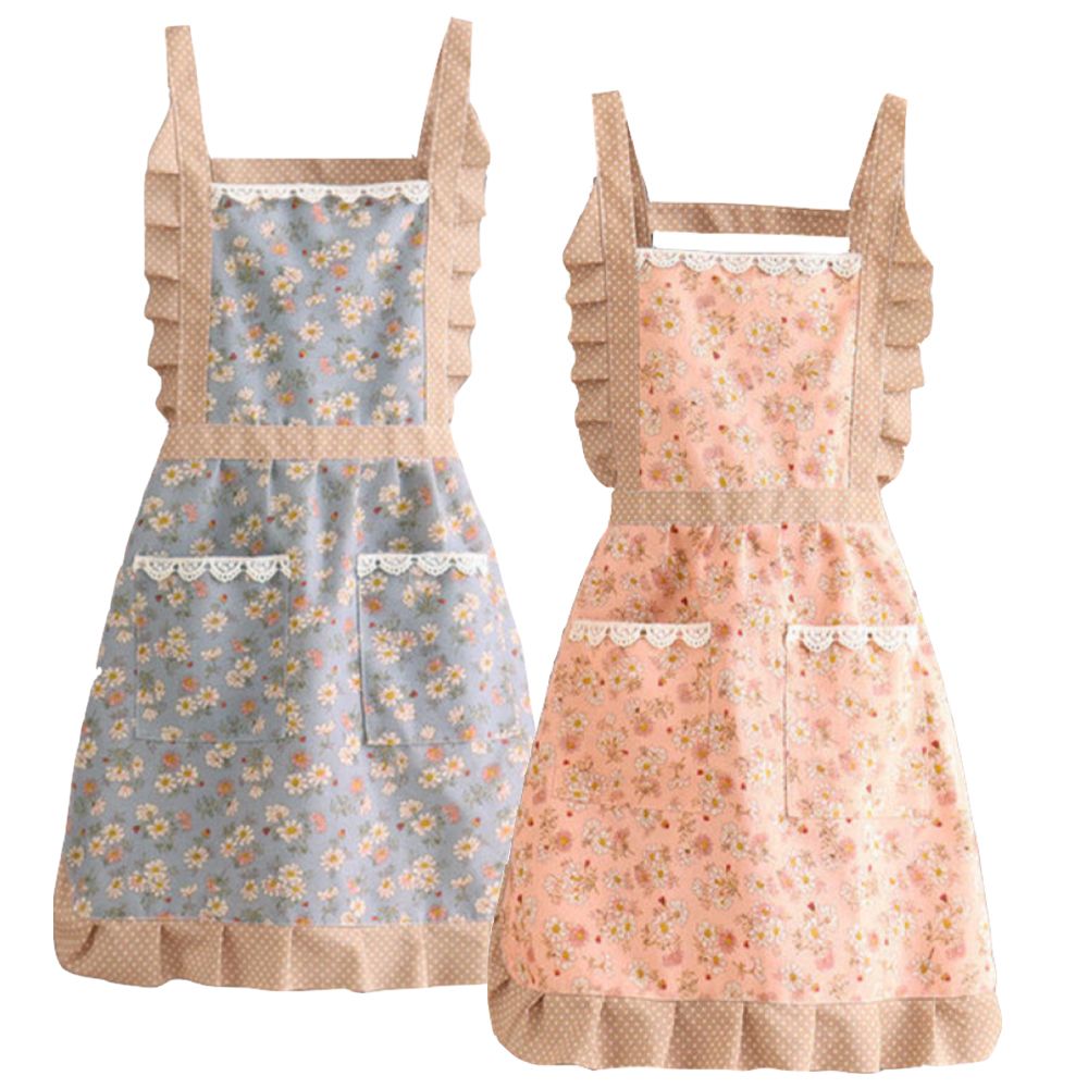 Home Kitchen Retro Sleeveless Old Fashioned Floral Cooking Apron Set of ...