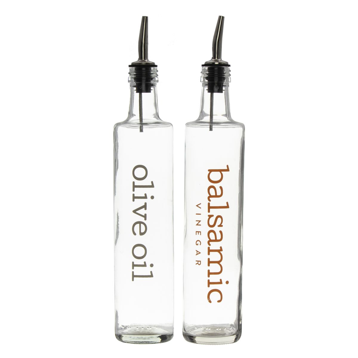 Regent Round Olive Oil & Balsamic Bottles With Pourers Printed 500Ml ...
