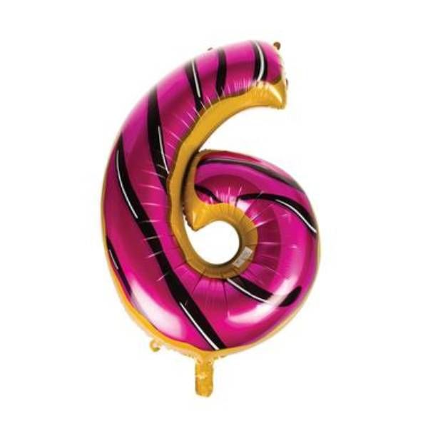 Doughnut Number 6 Helium Balloon 101cm | Shop Today. Get it Tomorrow ...