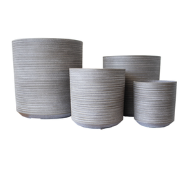 Flower Pots and Planters, Ultralight Ribbed 8.6kg/Set 4 Cylindrical ...