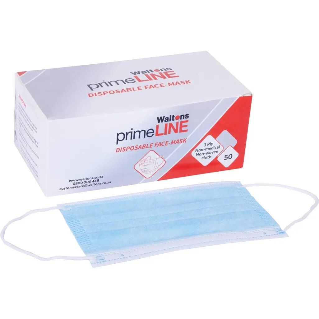 PrimeLine Disposable 3 Ply Protective Mask CNAS Approved Box of 50 x 6 ...
