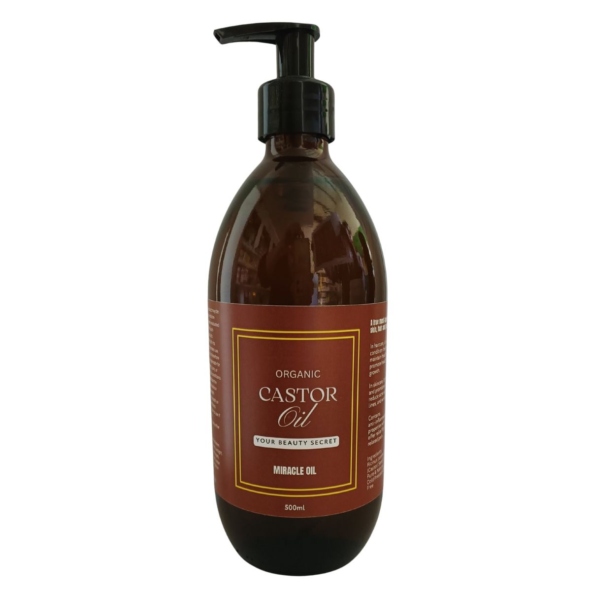 Organic Castor Oil Cold Pressed Hexane Free 500ml Glass Bottle | Shop ...