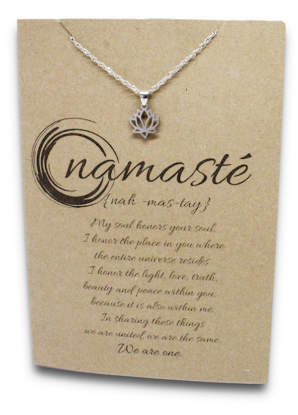 Stainless Steel Necklace On Message Card-Lotus Namaste | Shop Today ...
