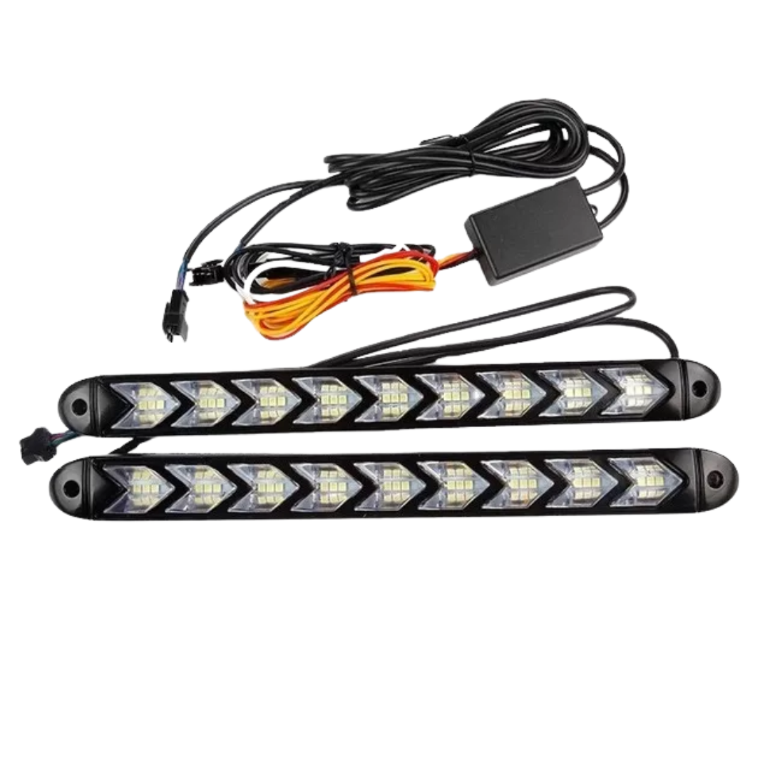KR Auto DRL LED Daytime Running White Light Yellow Flow Indicator