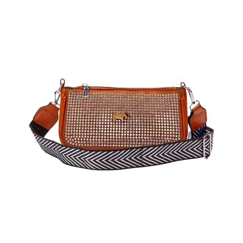 Scotty Bags Co The Vegas Fancy Strap Clutch Crossbody Tan
