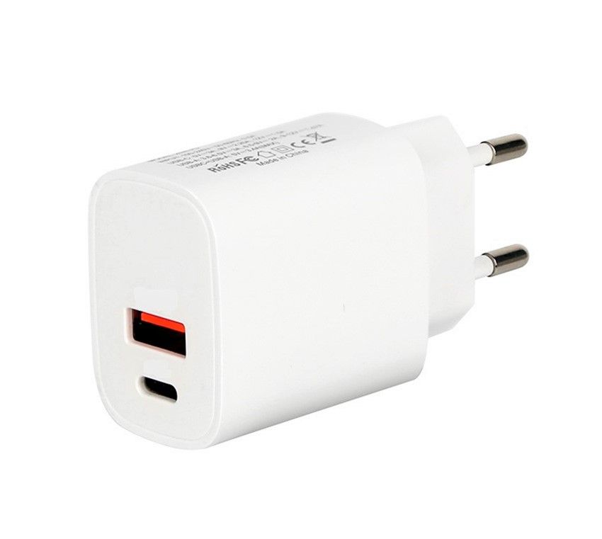 2 Ports Quick Charger USB + PD Type-C fast Charger - 4.8A - White ...
