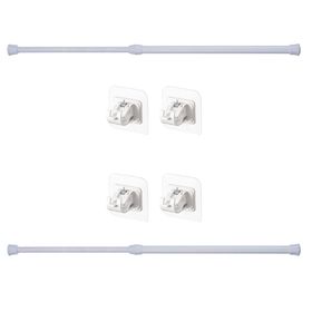 DIY Tool Bathroom Extendable Rod Hanger 2Pcs & Holder Clip 4pcs | Shop ...