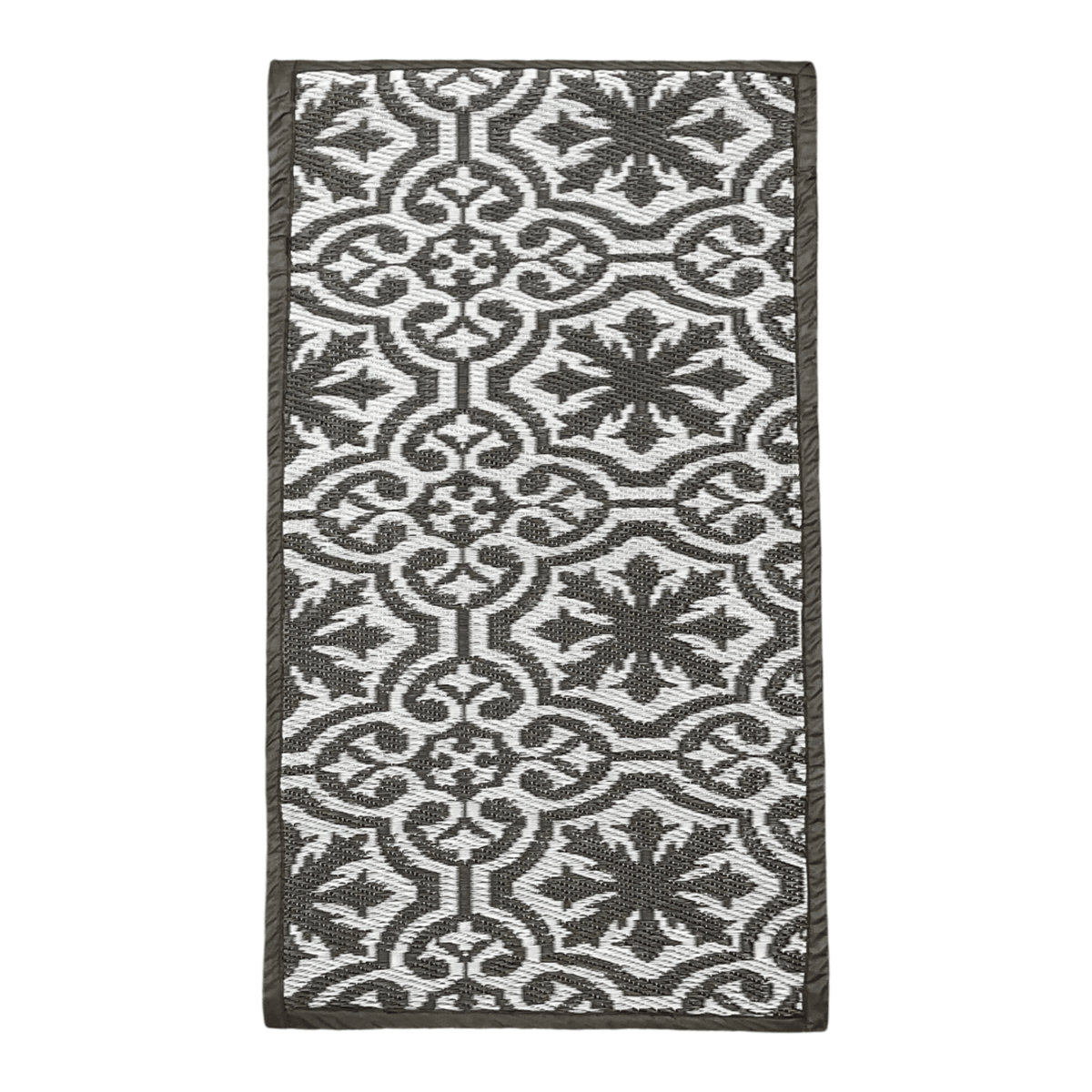 Indoor / Outdoor Plastic Woven Rug - Black & Dark Grey - 100 x 60cm ...